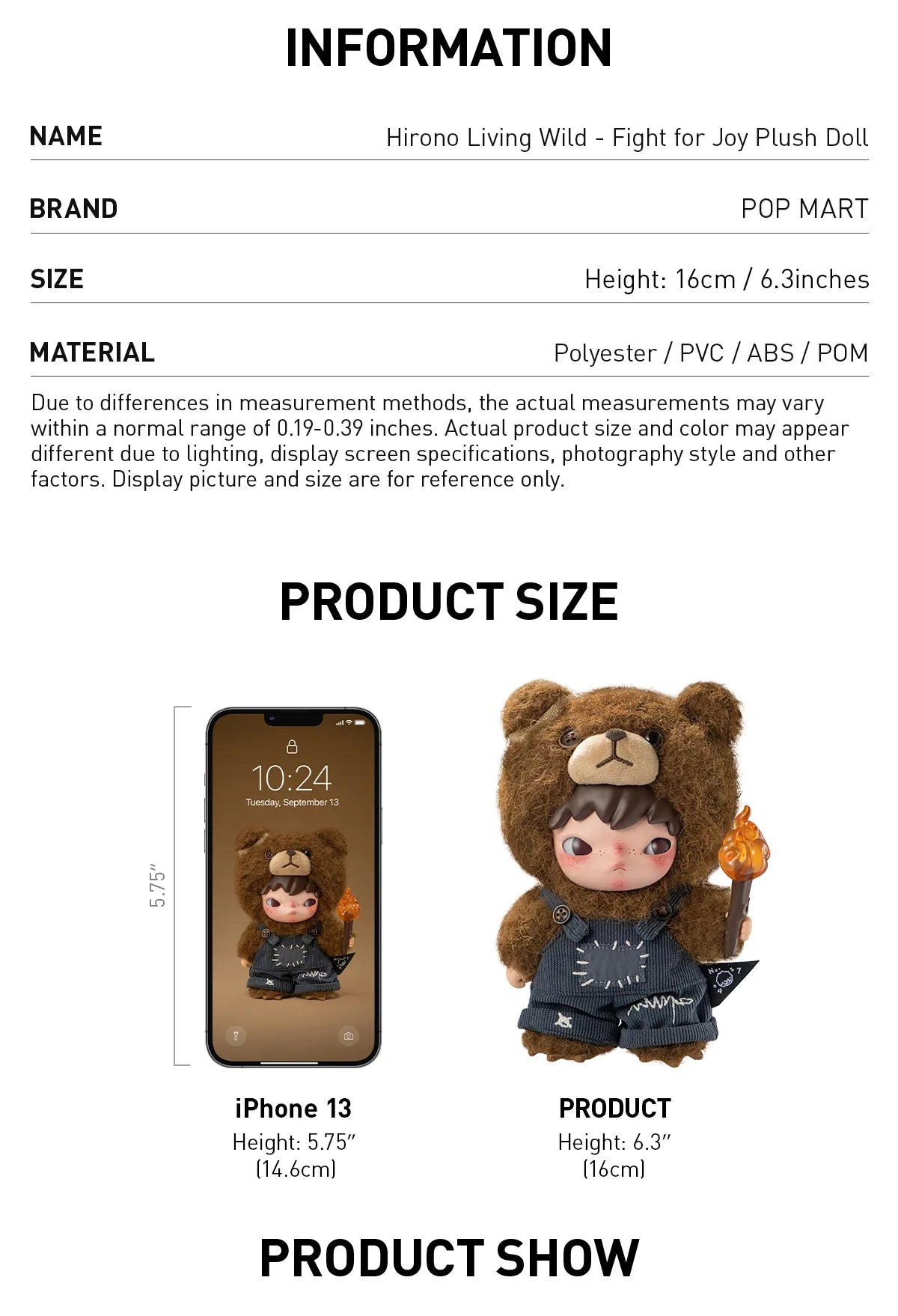 Pop Mart Hirono Living Wild-Fight For Joy Plush Doll