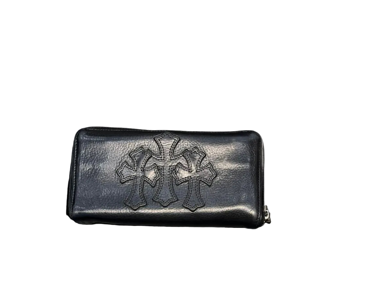 Chrome Hearts REC F ZIP Wallet 3 Cemetery Cross Patch black Leather (V