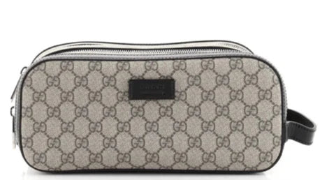 Gucci Double Zip Toiletry Bag GG Coated Canvas Medium