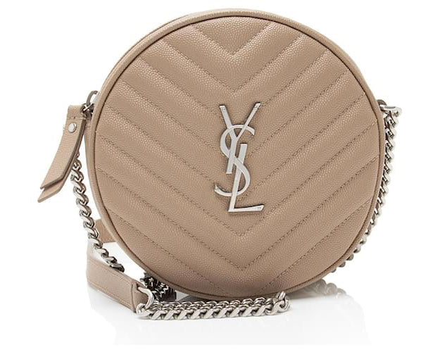 Saint Laurent Monogram Round Vinyl Camera Bag Brown Beige (Like New)