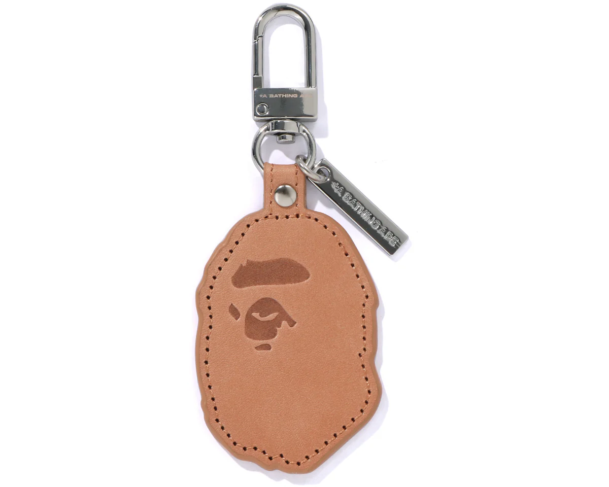 A Bathing Ape Men Key Rings Ape Head Leather Keychain