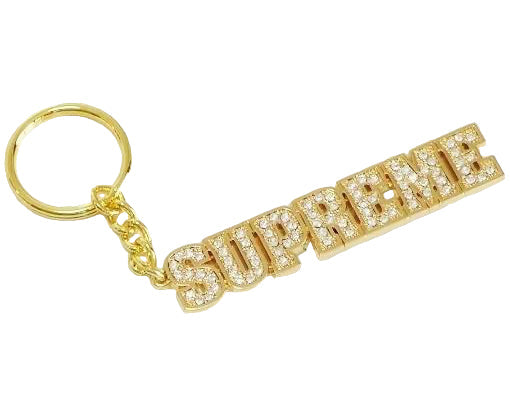 Supreme Block Logo Keychain Gold
