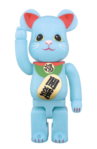 Bearbrick Beckoning Cat Phosphorescent 1000% Blue