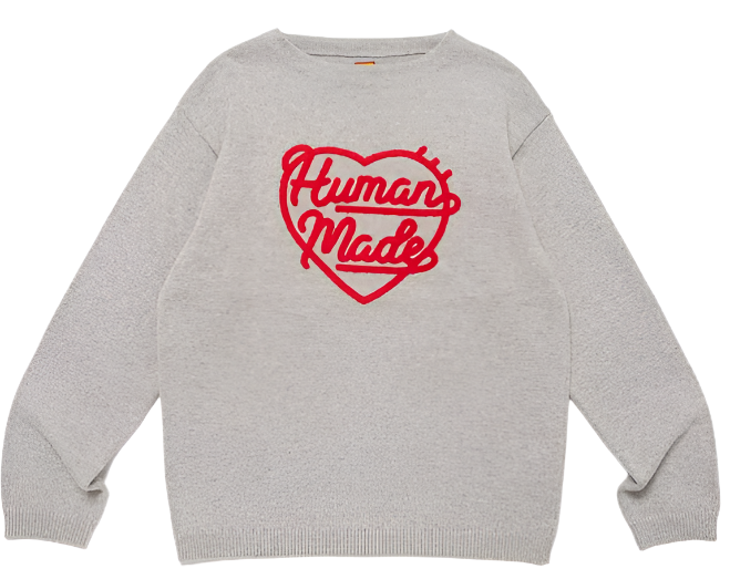 Human Made Huma Heart Knit Sweater Gray