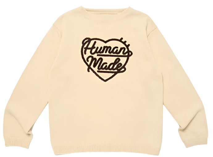 Human Made Huma Heart Knit Sweater Beige